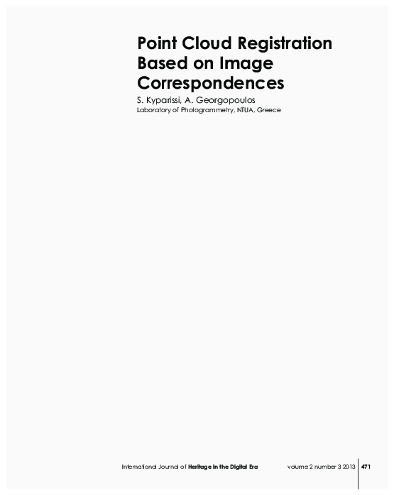 (PDF) Point Cloud Registration Based on Image Correspondences