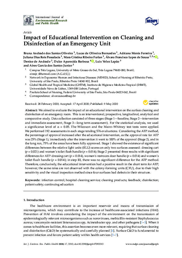 (PDF) Impact of Educational Intervention on Cleaning and Disinfection ...