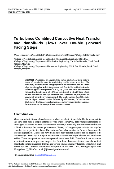 (PDF) Turbulence Combined Convective Heat Transfer and Nanofluids Flows over Double Forward ...