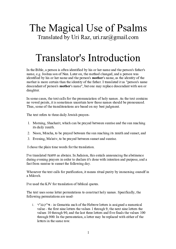 (PDF) Magical Use of Psalms