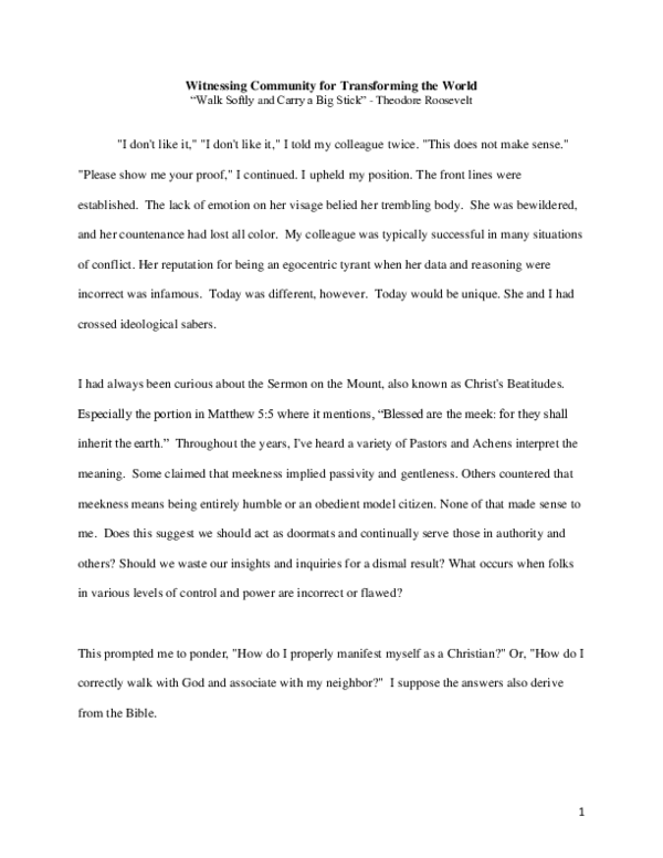 (PDF) Witnessing Community for Transforming the World