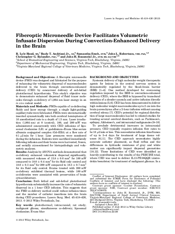 (PDF) Fiberoptic microneedle device facilitates volumetric infusate ...