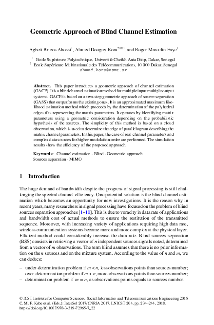 (PDF) Geometric Approach of Blind Channel Estimation