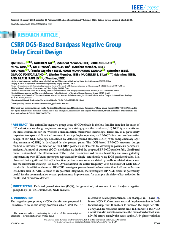 (PDF) CSRR DGS-Based Bandpass Negative Group Delay Circuit Design