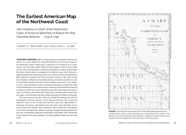 (PDF) The Earliest American Map of the Northwest Coast: John Hoskins's ...