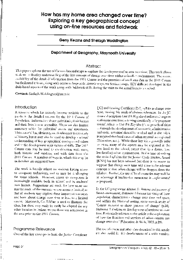 (PDF) How has my home area changed over time? Exploring a key ...