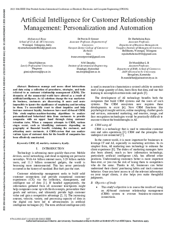 (PDF) Artificial Intelligence for Customer Relationship Management ...