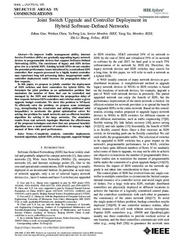 (PDF) Joint Switch Upgrade and Controller Deployment in Hybrid Software-Defined Networks