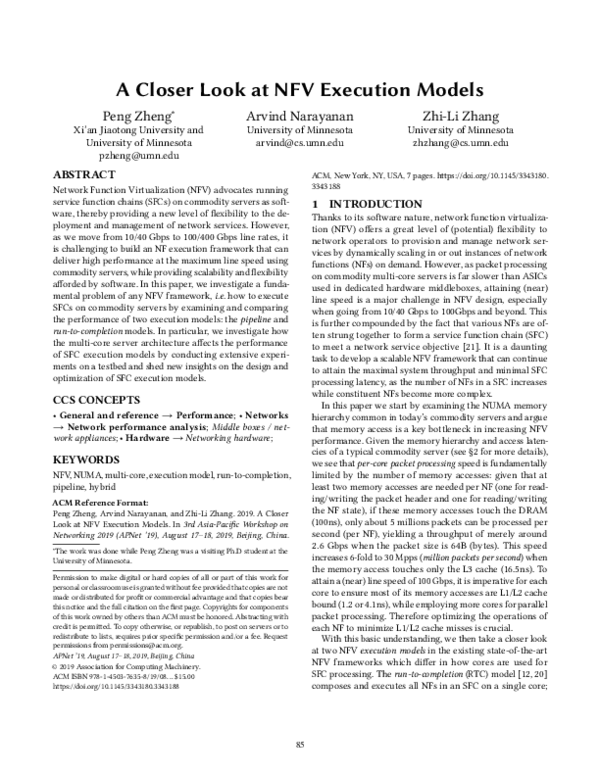 (PDF) A Closer Look at NFV Execution Models