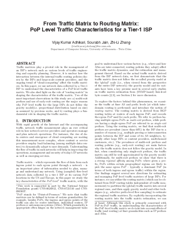 (PDF) From traffic matrix to routing matrix