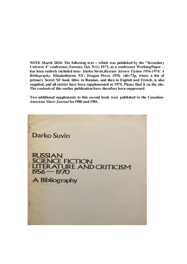 (PDF) Russian Science Fiction Literature and Criticism 1956-1970: A Bibliography (1971) [see now ...