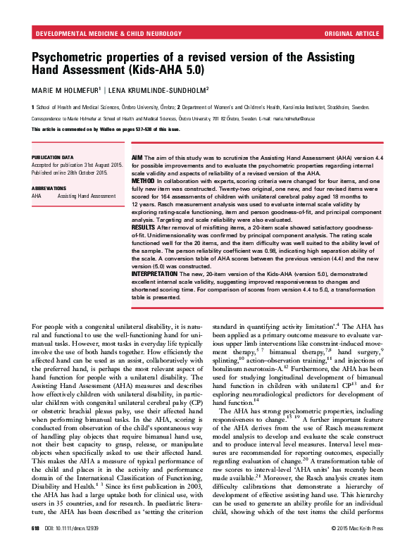 (PDF) Psychometric properties of a revised version of the Visual Analog ...