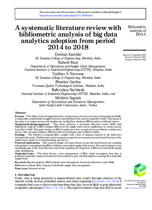 Pdf A Systematic Literature Review With Bibliometric Analysis Of Big
