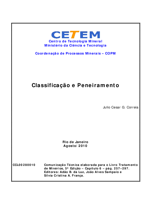(PDF) Classificação e peneiramento