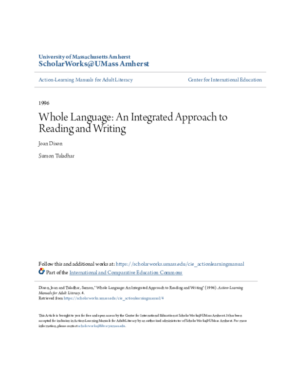 (PDF) Whole Language: An Integrated Approach to Reading and Writing