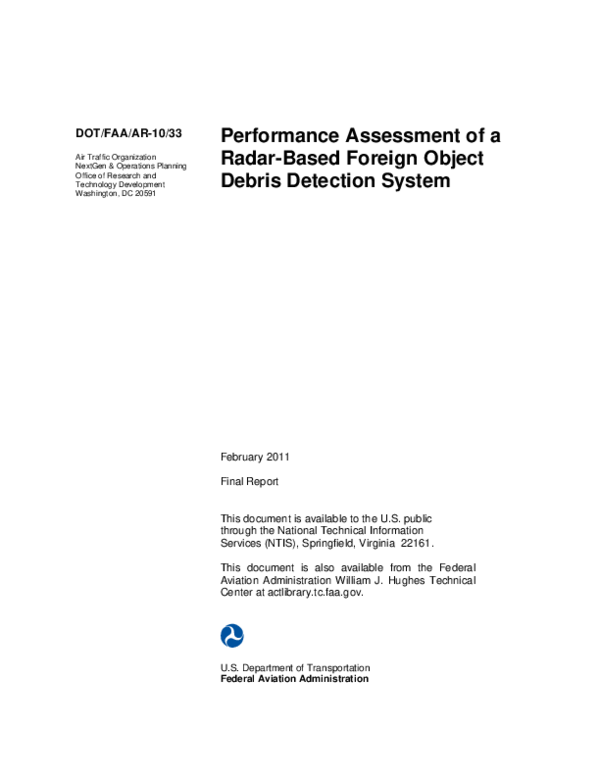 (PDF) Performance Assessment of a Radar-Based Foreign Object Debris Detection System