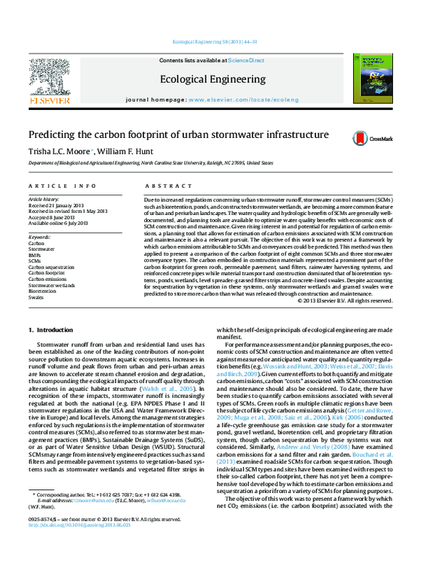 (PDF) Predicting the carbon footprint of urban stormwater infrastructure