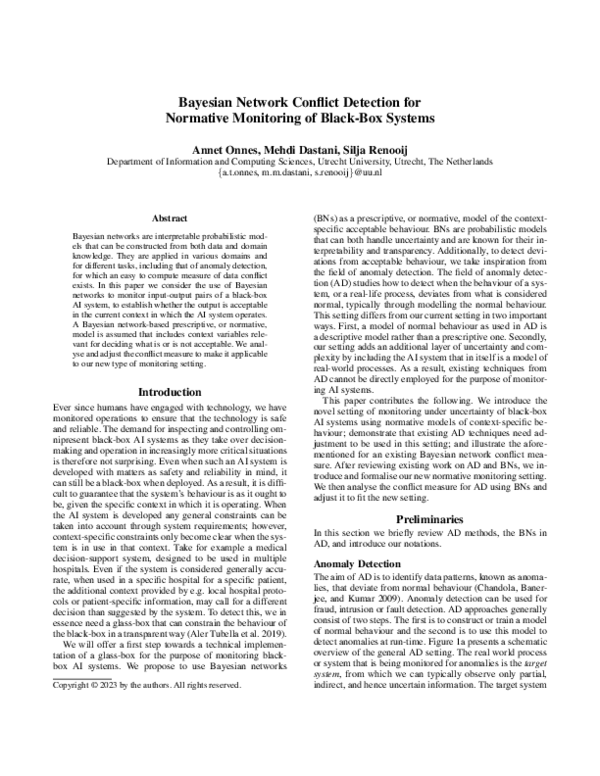 (PDF) Bayesian Network Conflict Detection for Normative Monitoring of Black-Box Systems