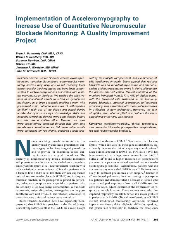 (PDF) Implementation of Acceleromyography to Increase Use of ...