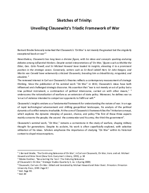 (PDF) Sketches of Trinity: Unveiling Clausewitz's Triadic Framework of War
