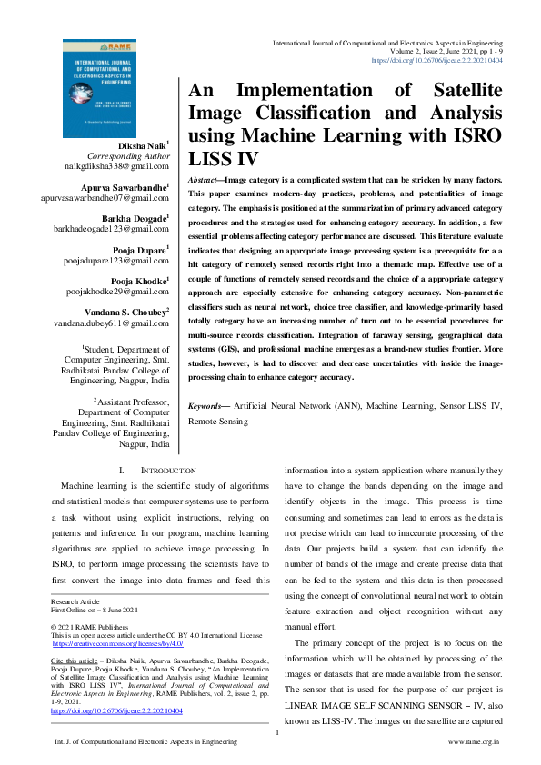 (PDF) An Implementation of Satellite Image Classification and Analysis using Machine Learning ...
