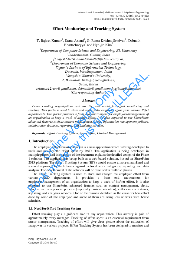 (PDF) Effort Monitoring and Tracking System