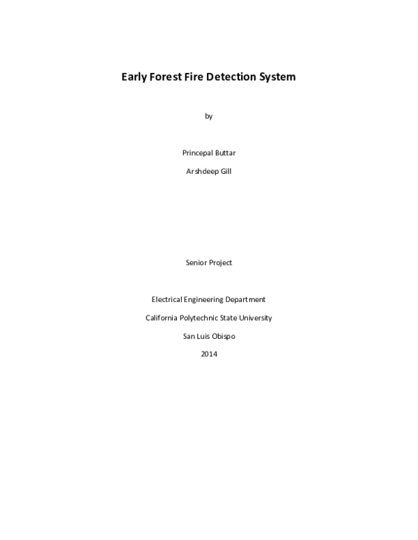 Pdf Early Forest Fire Detection System