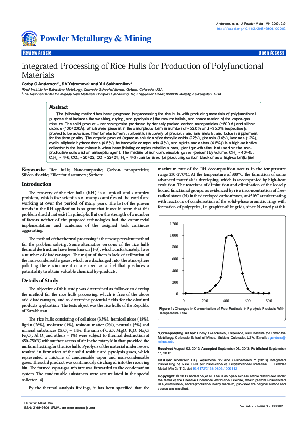 (PDF) Integrated Processing of Rice Hulls for Production of ...