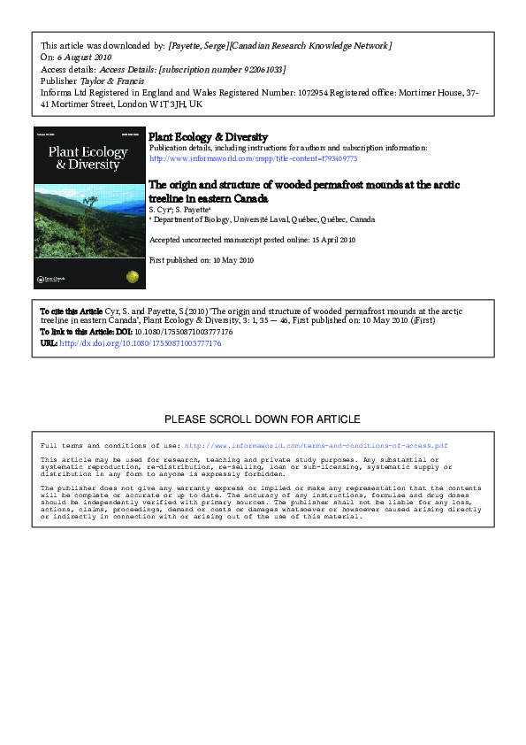 (PDF) The origin and structure of wooded permafrost mounds at the ...