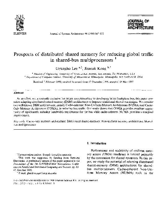 Pdf Prospects Of Distributed Shared Memory For Reducing Global Traffic In Shared Bus