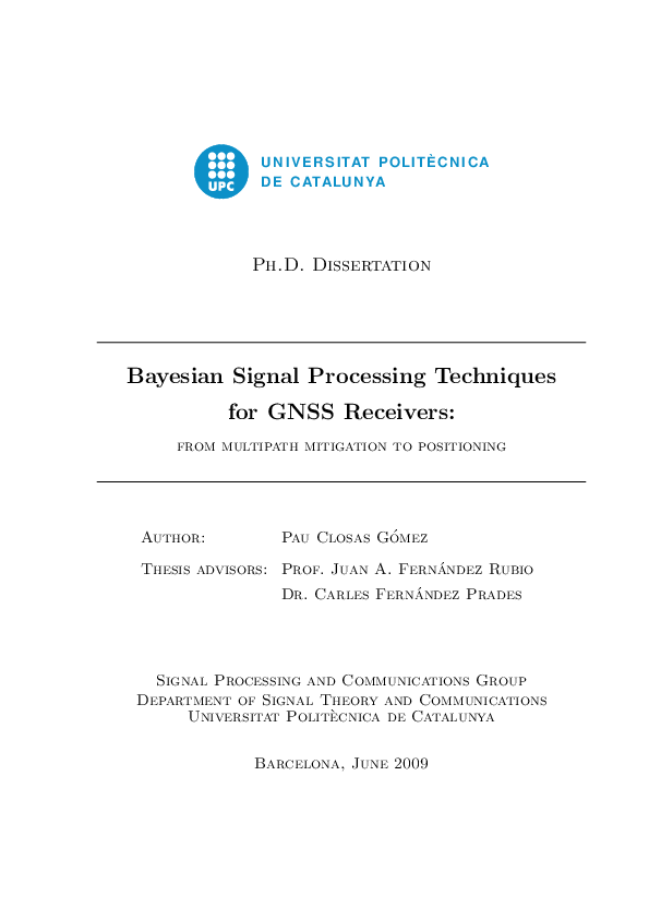 (PDF) Bayesian signal processing techniques for GNSS receivers: from multipath mitigation to ...