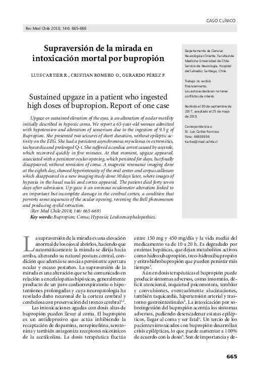 (PDF) Supraversión de la mirada en intoxicación mortal por bupropión