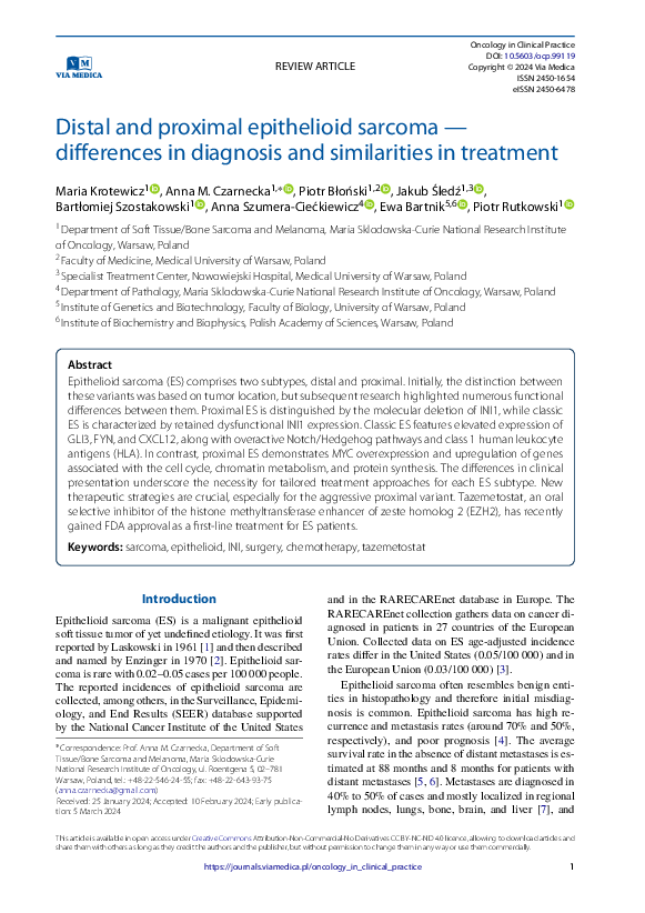 (PDF) Distal and proximal epithelioid sarcomadifferences in diagnosis ...