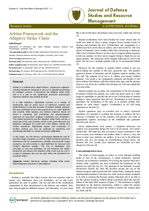 (PDF) Arbiter Framework and the Adaptive Strike Chain