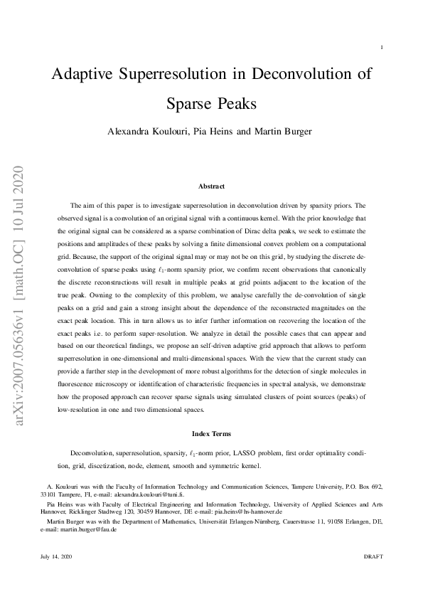 (PDF) Adaptive Superresolution in Deconvolution of Sparse Peaks
