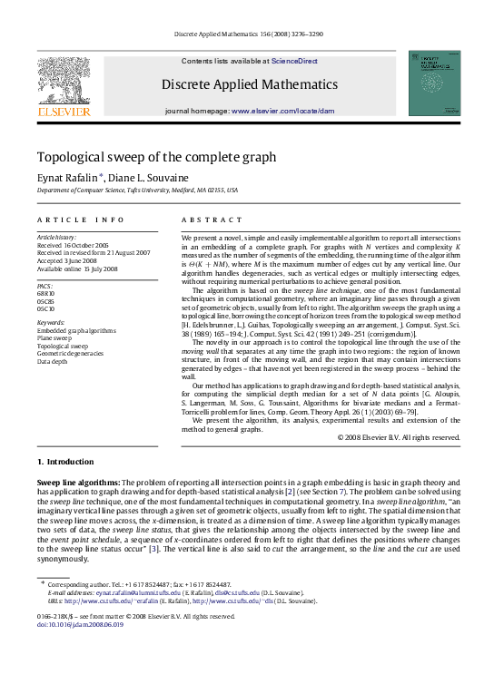 (PDF) Topological sweep of the complete graph | Diane Souvaine - Academia.edu