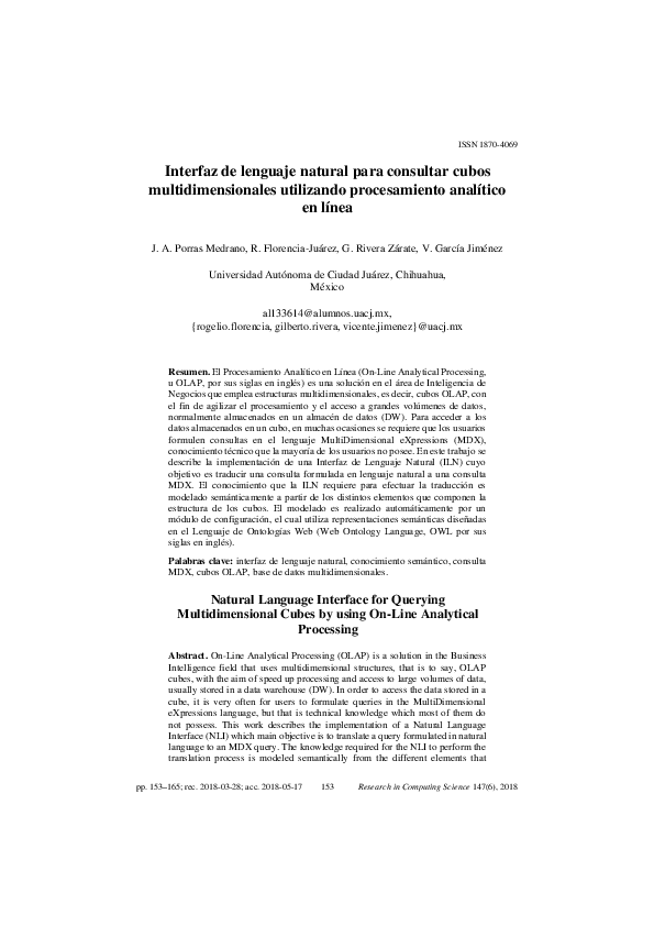 (PDF) Interfaz de lenguaje natural para consultar cubos ...