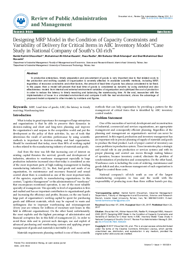 (PDF) Designing MRP Model in the Condition of Capacity Constraints and ...
