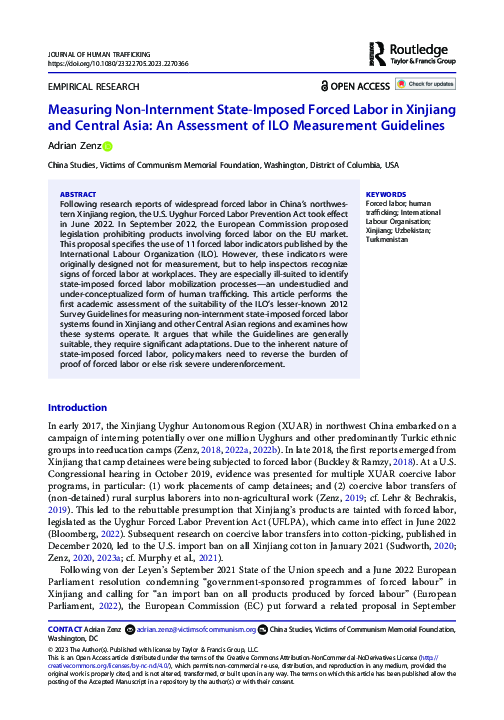 (PDF) Measuring Non-Internment State-Imposed Forced Labor in Xinjiang ...