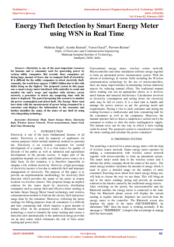(PDF) Energy Theft Detection by Smart Energy Meterusing WSN in Real Time | Varun Goyal ...