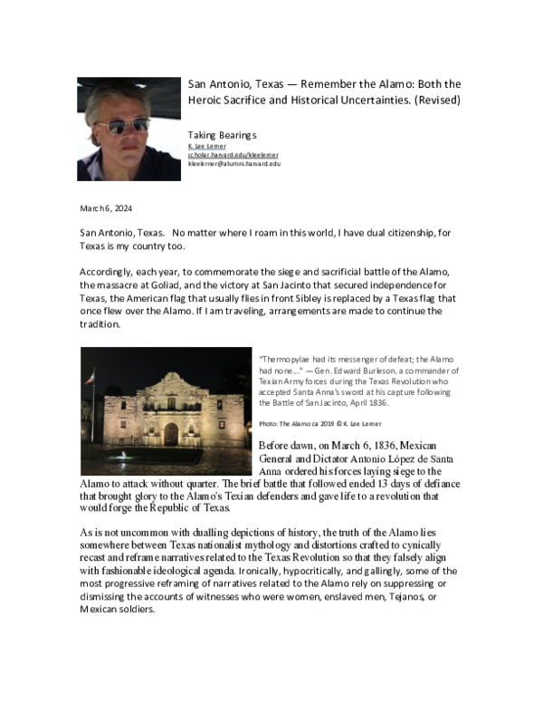 (PDF) San Antonio, Texas -- Remember the Alamo and the Texas Revolution ...
