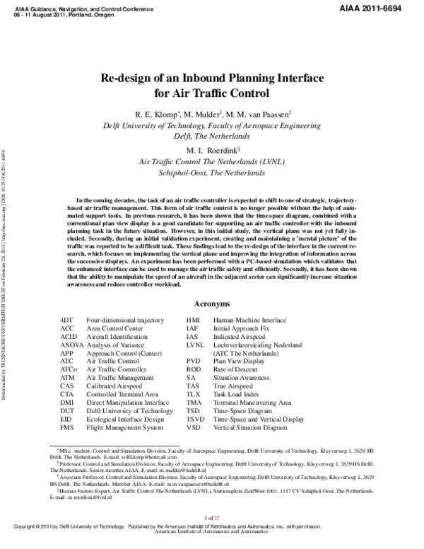 (PDF) Re-design of an Inbound Planning Interface for Air Traffic Control