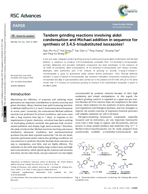 (PDF) Stereospecific Tandem Michael Addition-Aldol Condensation ...