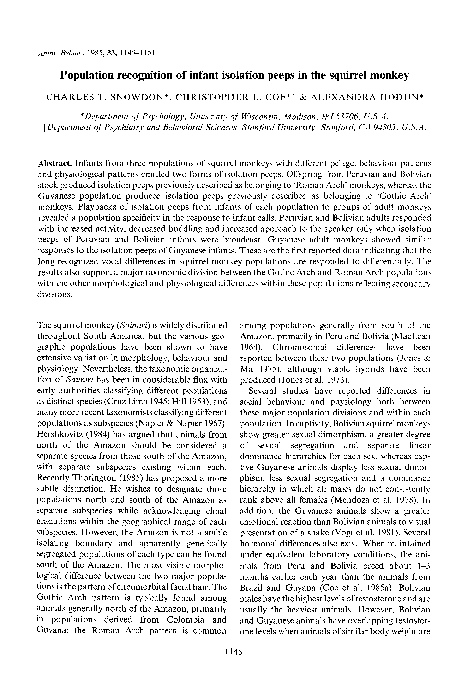 (PDF) Population recognition of infant isolation peeps in the squirrel ...