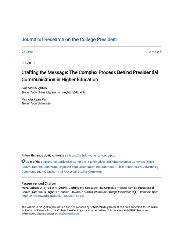 (PDF) Crafting the Message: The Complex Process Behind Presidential ...