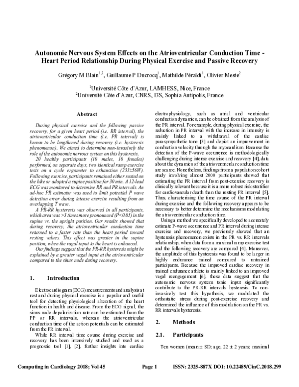 (PDF) Autonomic Nervous System Effects on the Atrioventricular ...