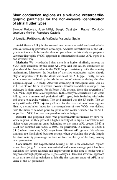 (PDF) Slow Conduction Regions as a Valuable Vectorcardiographic Parameter for the Non-Invasive ...