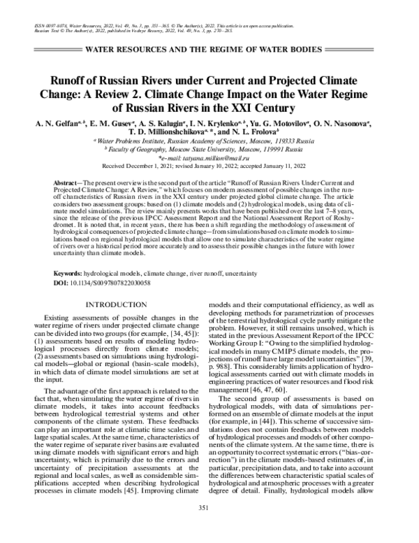 (PDF) Runoff of Russian Rivers under Current and Projected Climate ...