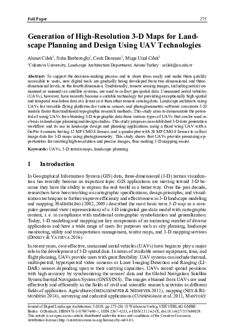 (PDF) Generation of High-Resolution 3-D Maps for Landscape Planning and ...