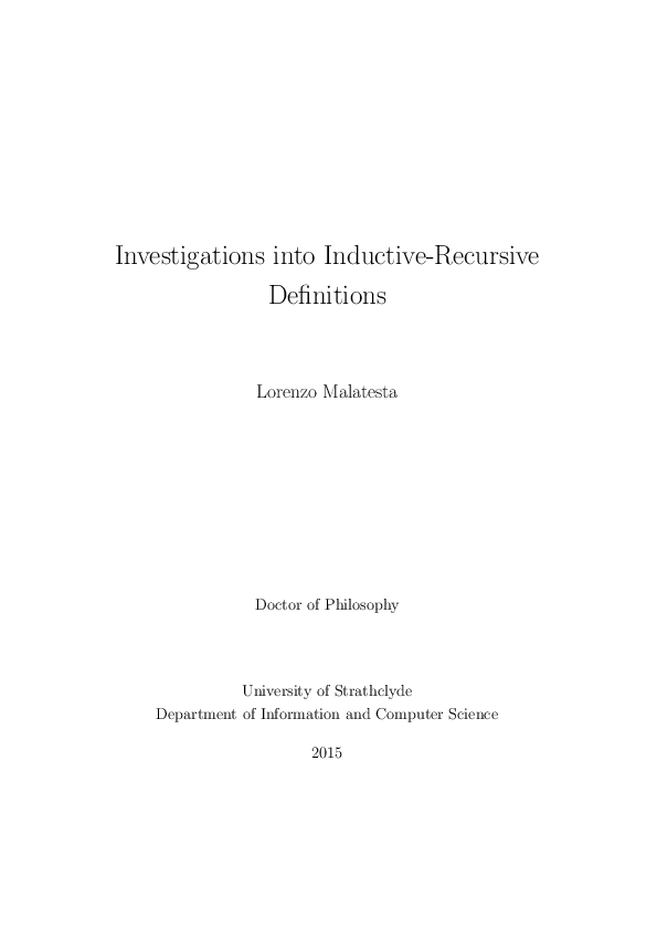 (PDF) Investigations into inductive-recursive definitions